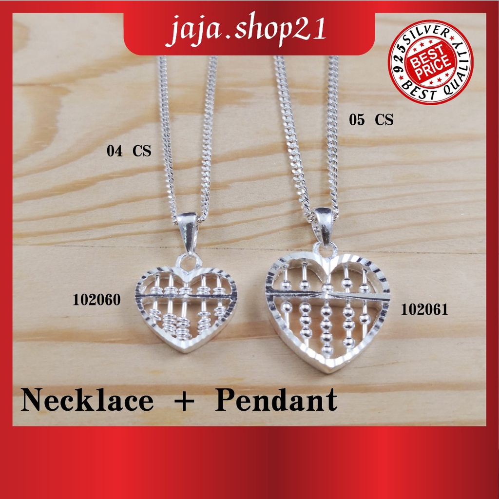 READY STOCK | Silver 925 Original Chain Necklace + Abacus Pendant (060/061) | Rantai Leher ...