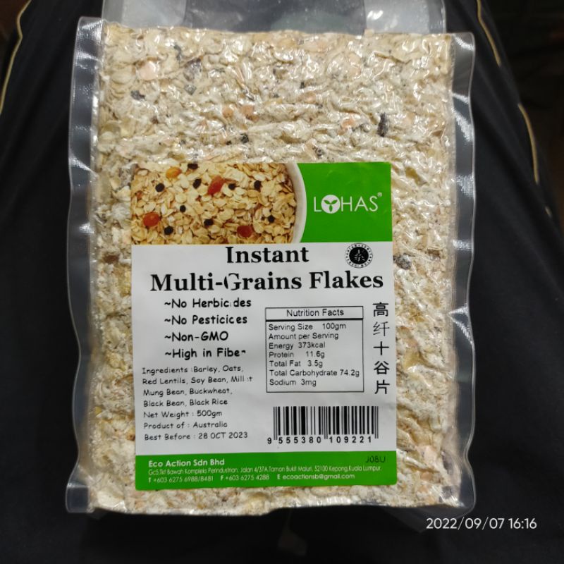 Lohas Instant Multi-Grain Flakes 500gm 高纤十谷片 麦片 Barley Oats PMOS ...