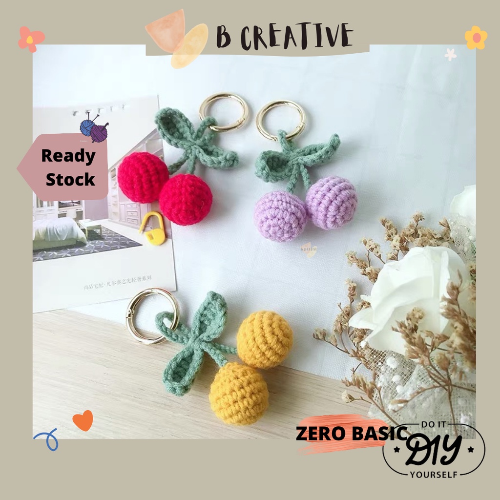 Beginners Set Cherry Key Chain Crochet Kit Handmade Amigurumi DIY kits ...