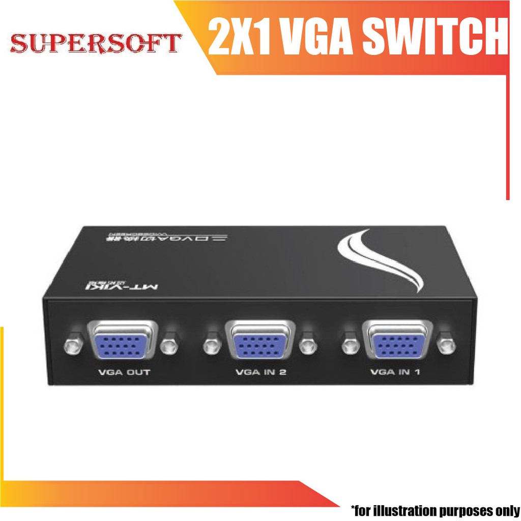2-Port 2 IN 1 OUT Switcher Selector Box Two Way VGA Video Switch for PC ...