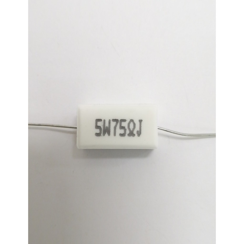 2 PCS 75R ±5% 5W, Axial Lead Through Hole Wirewound Cement Resistor ...
