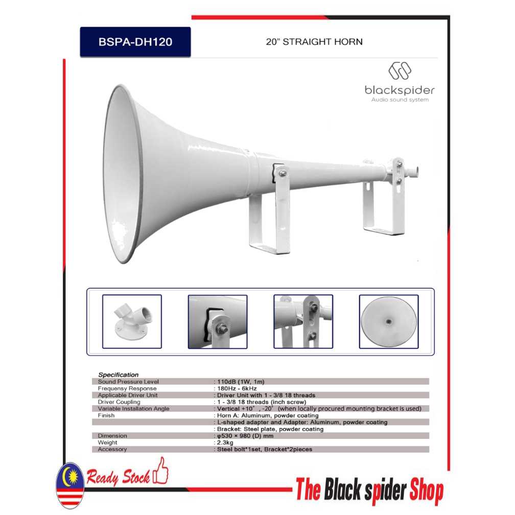 BLACK SPIDER (BSPA-DH120) 20" STRAIGHT REFLEX HORN | Shopee Malaysia