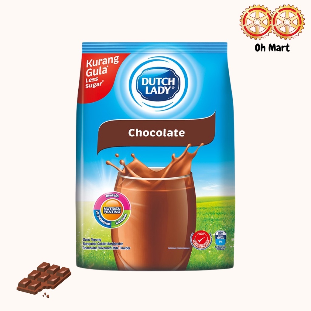 Dutch Lady Less Sugar Chocolate Flavored Milk Powder -900g | Shopee ...