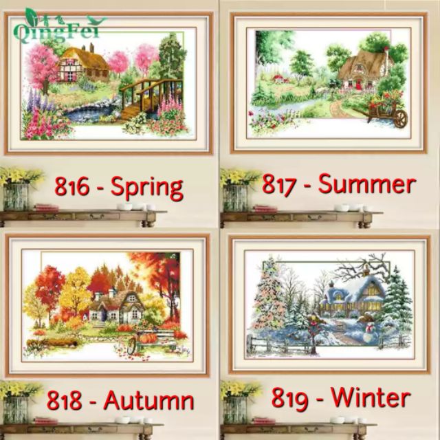 Seasons Cross Stitch Kit 11ct Printed Fabric | Shopee Malaysia