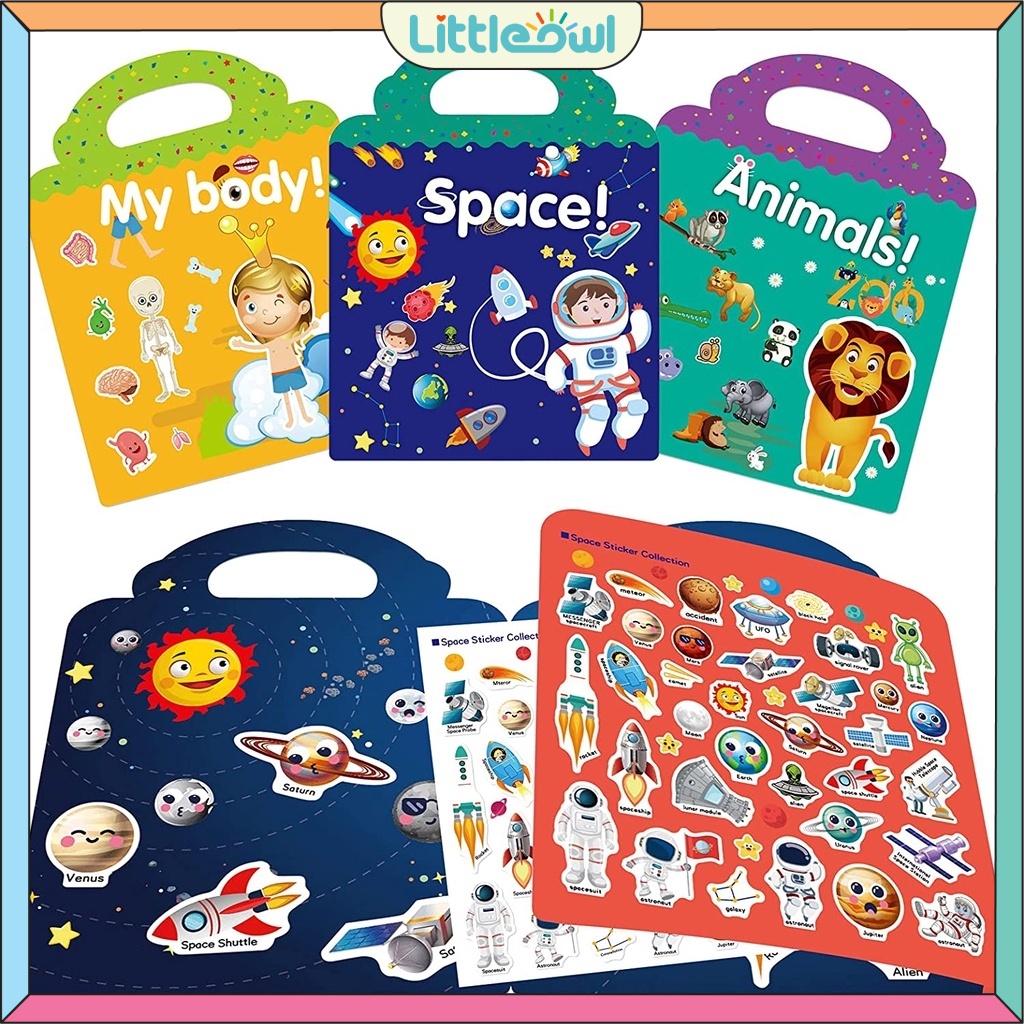 Sticker Learn & Play Reusable Stickers Scene Play Book Set Fun Animals ...
