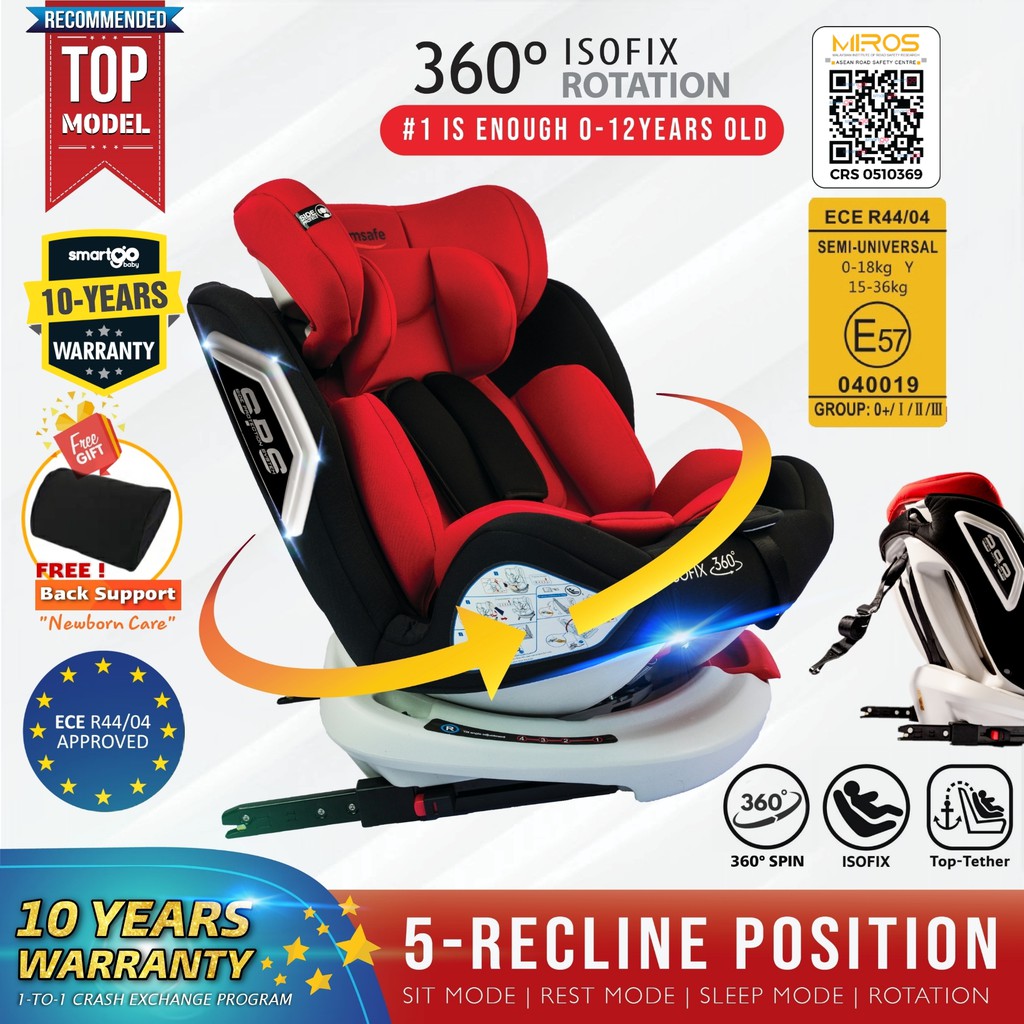 ‼️10 YRS WARRANTY‼️𝗡𝗲𝘄𝗯𝗼𝗿𝗻-𝟭𝟮 𝗬𝗿𝘀 𝗢𝗹𝗱💝SMARTGO 360° ISOFIX CAR SEAT | Shopee Malaysia