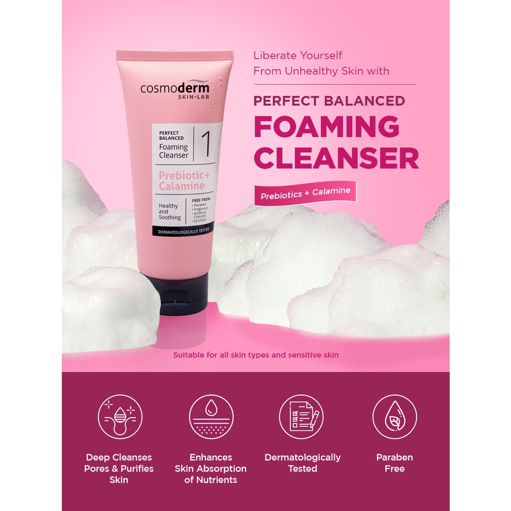 COSMODERM SKIN LAB FOAMING CLEANSER PREBIOTIC + CALAMINE 120ML | Shopee ...