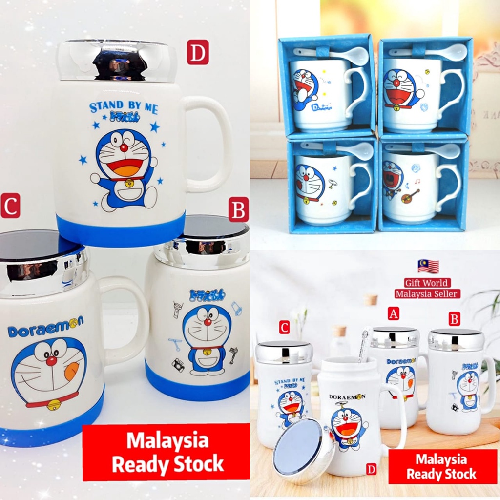 DORAEMON PREMIUM MUG MIRROR LID ** READY STOCK IN MALAYSIA (KL ...
