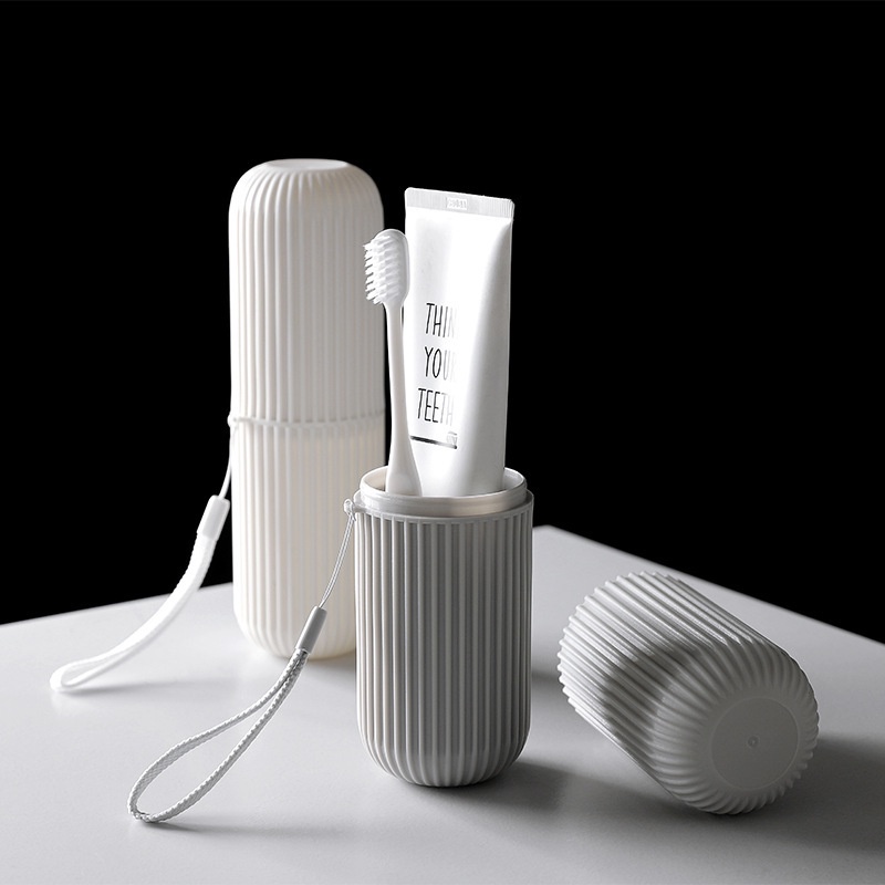 Travel Toothbrush Case Vertical Stripes Portable Mouthwash Cup ...