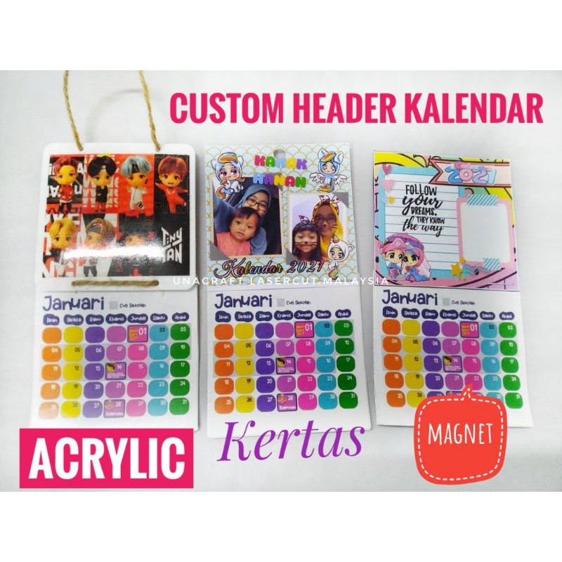 (magnet) Custom header kalendar 2023 / Calendar 2023 by lasercut ...