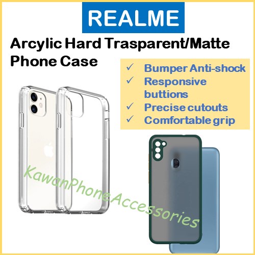 Realme Hard Acrylic Bumper Shockproof Transparent Matte Phone Cover For ...