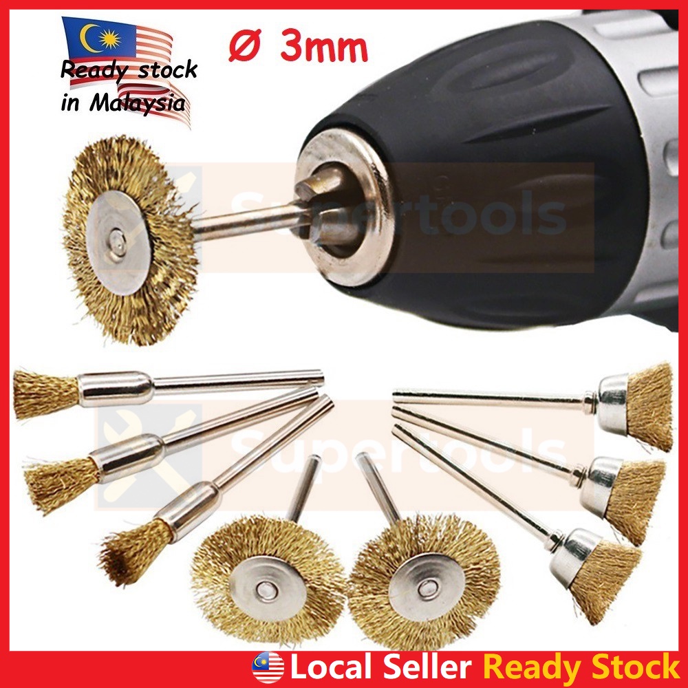 1pcs 3mm Copper Brass Wire Brush Burr Grinding Head for Rotary Drill ...