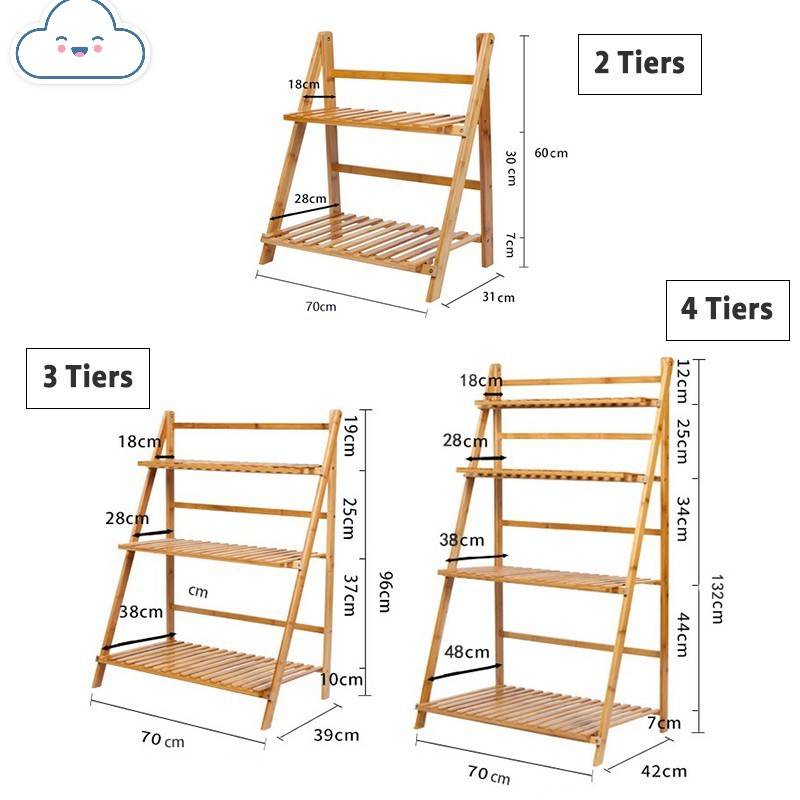 Tier Foldable Bamboo Wooden Flower Garden Stand Rack Potted Plant Deco ...