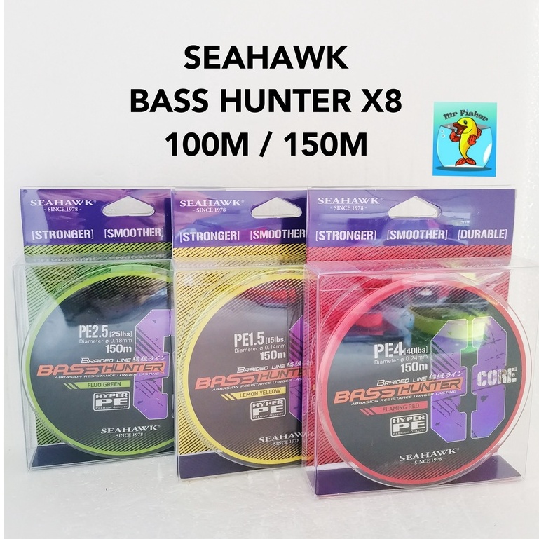 FISHER SEAHAWK Bass Hunter x8 Braided Line 100M / 150M | Shopee Malaysia