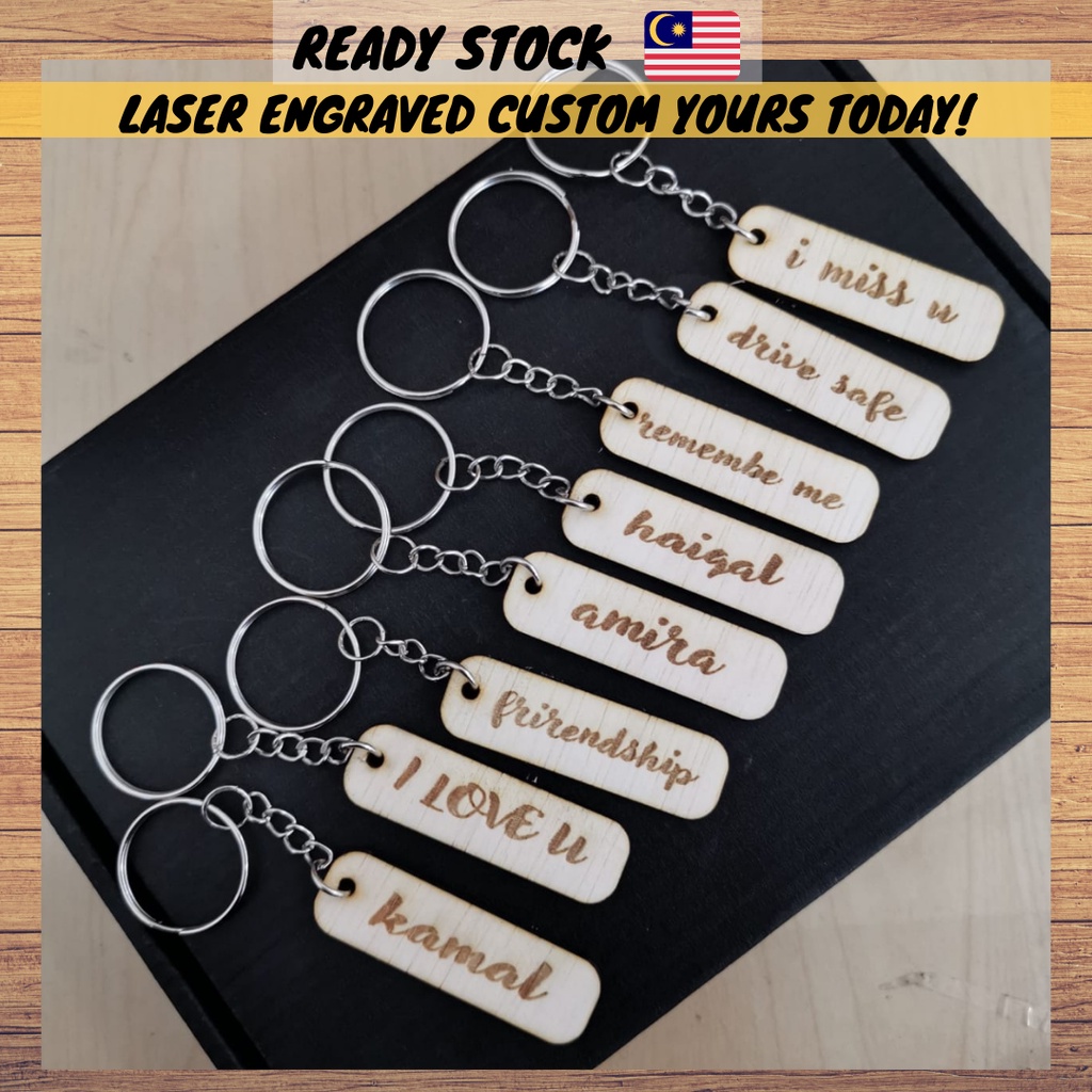 5x1.5cm keychain kayu curve custom nama | Shopee Malaysia