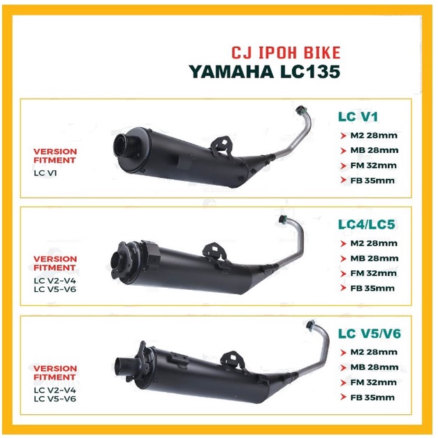 Exhaust CJ IPOH BIKE LC135 cutting standard V1 V2 V3 V4 V5 V6 V7 V8 LC | Shopee Malaysia