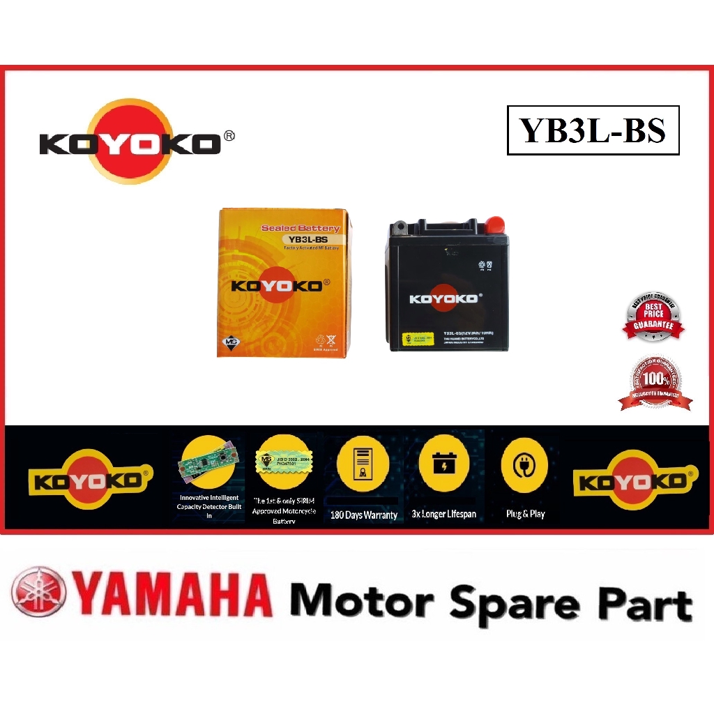 KOYOKO YB3L BATTERY 0 YB3L-BS YB3LBS Y125Z Y125ZR Y125 NSR 125 TMX125 ...