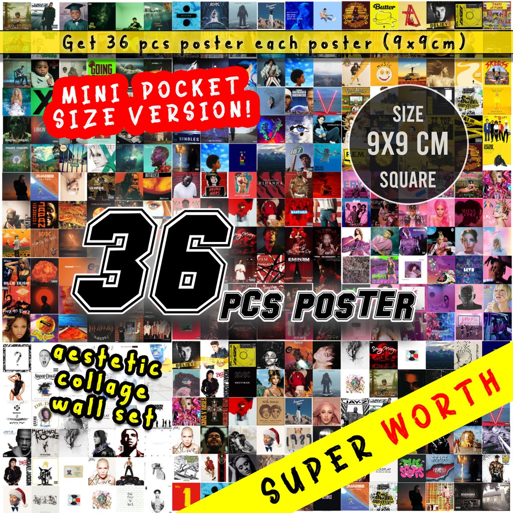 【READY STOCK】36 PCS & 24 PCS Mini Collage Wall Kit Square Album Poster ...