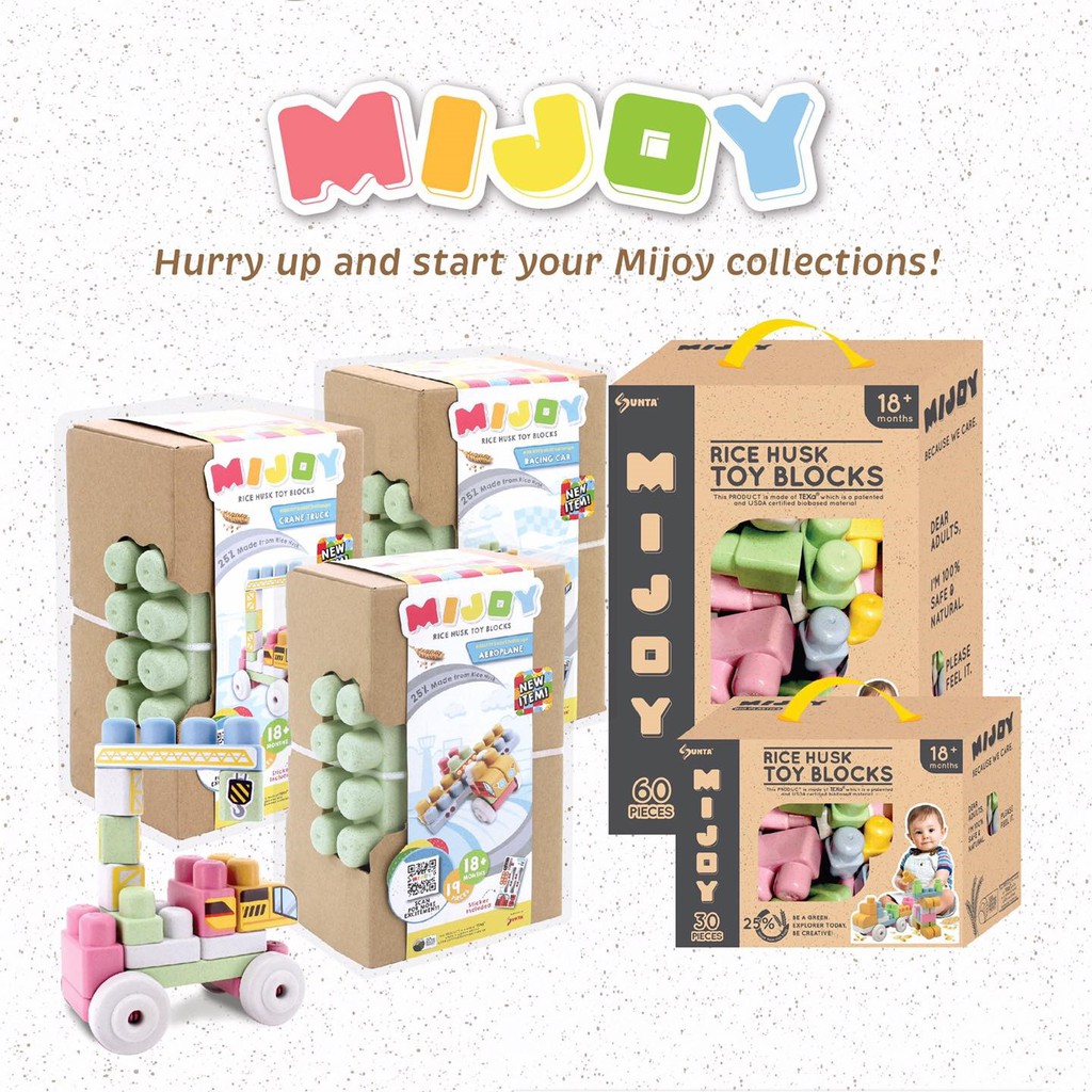 MIJOY Rice Husk Toy Blocks 18+Months Ready Stock | Shopee Malaysia