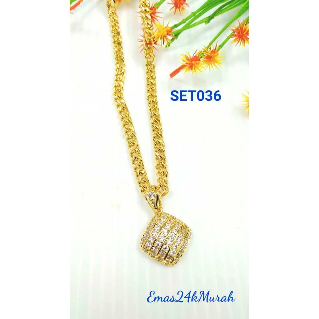 Set Rantai +Loket Ketupat Permata Emas Korea 24K Murah (EC188) | Shopee ...