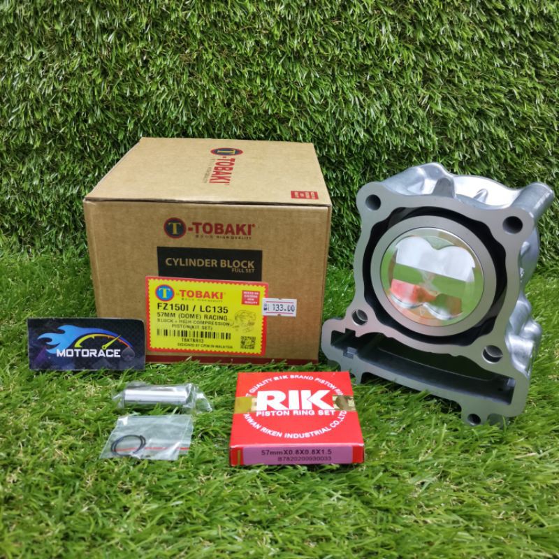 TOBAKI RACING BLOCK + TOKAHI HIGH COMPRESSION PISTON DOME 57MM YAMAHA FZ150 / LC135 | Shopee ...