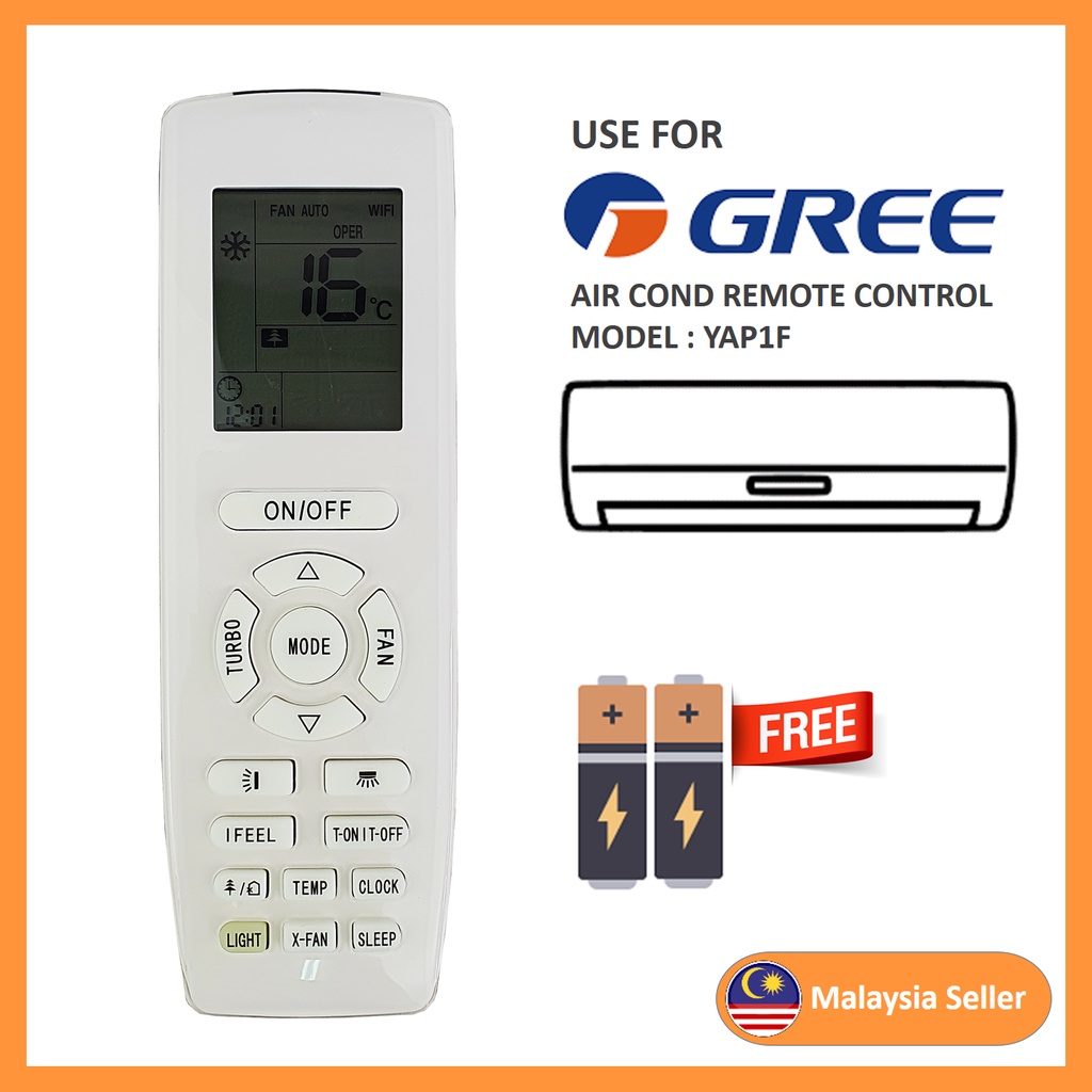 Gree Replacement For Gree YAP1F Air Cond Aircond Air Conditioner Remote ...