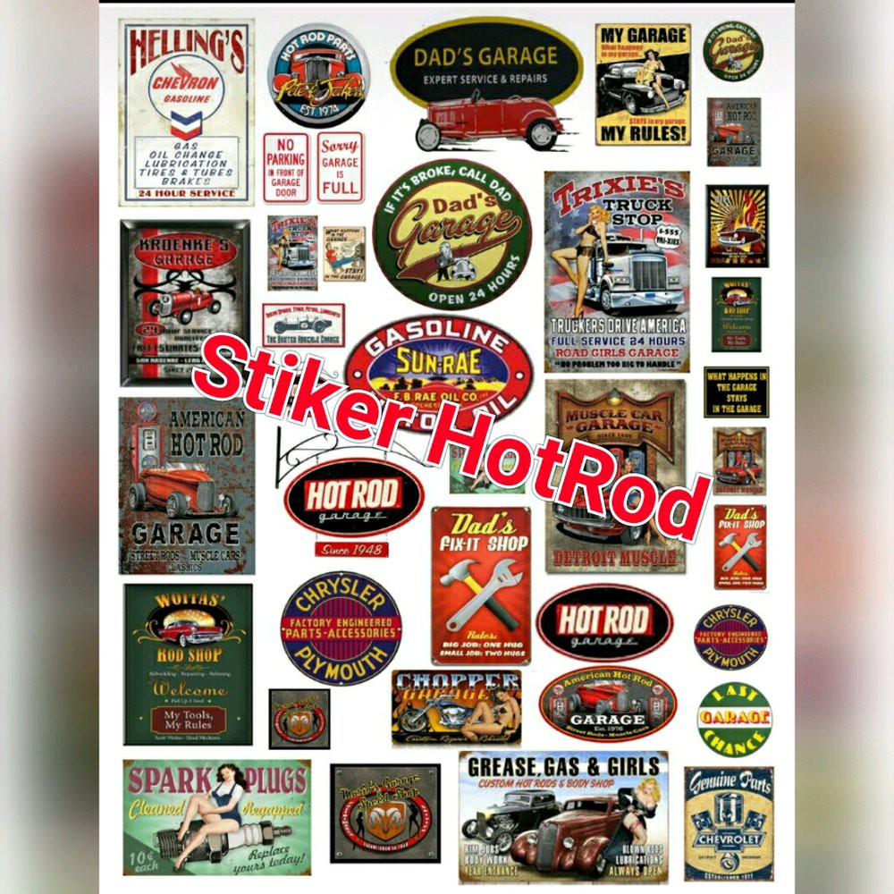 Garage Diorama stickers filled with lots of universal A4 size, HotRod ...