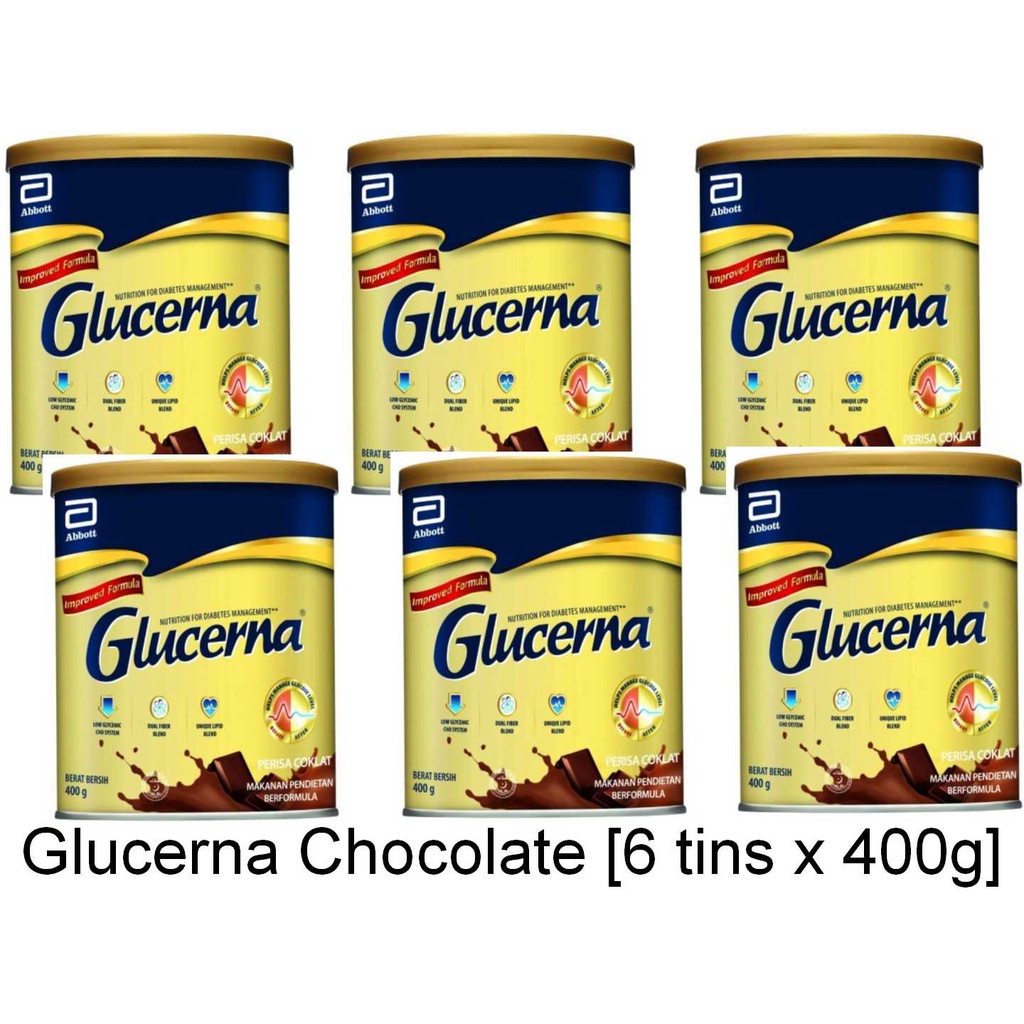 Abbott Glucerna Chocolate 2.4kg [6 tins x 400g] [Exp: 11/2024] | Shopee ...