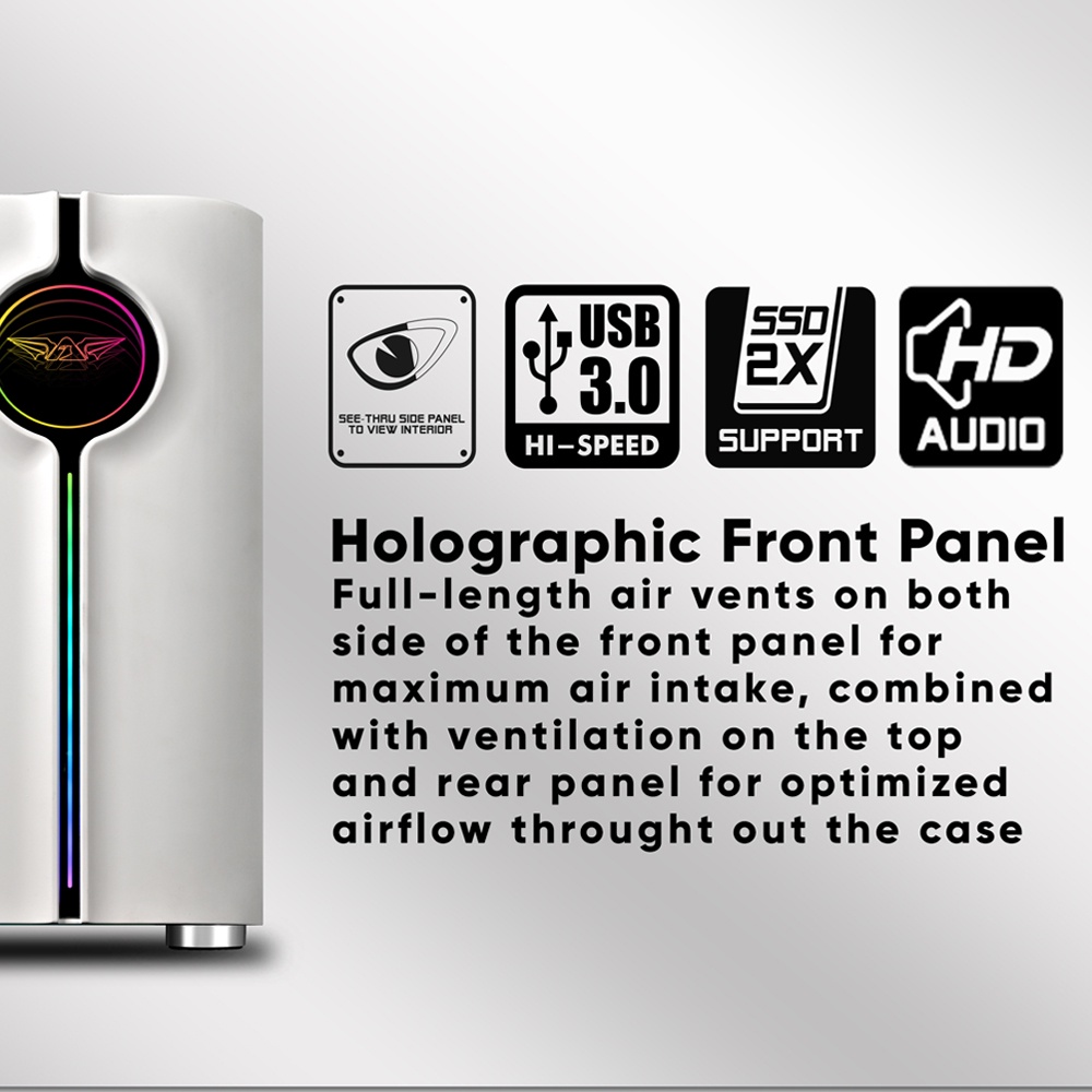 Armaggeddon Tron Holo 3 MATX PC RGB Gaming Case | Holographic Front ...