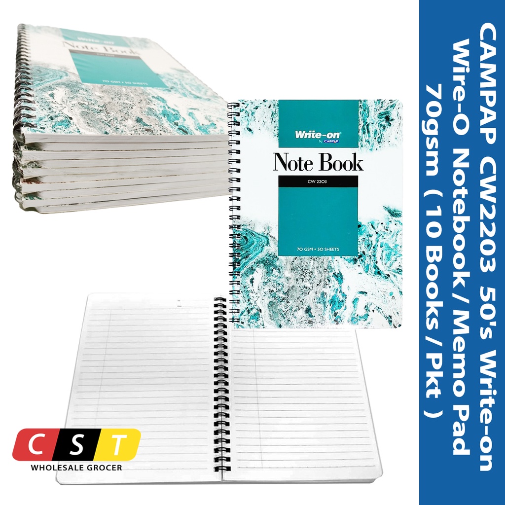 CAMPAP CW2203 Write-On A5 50's Wire-O Note Book (10 Books/Pkt) | Shopee ...