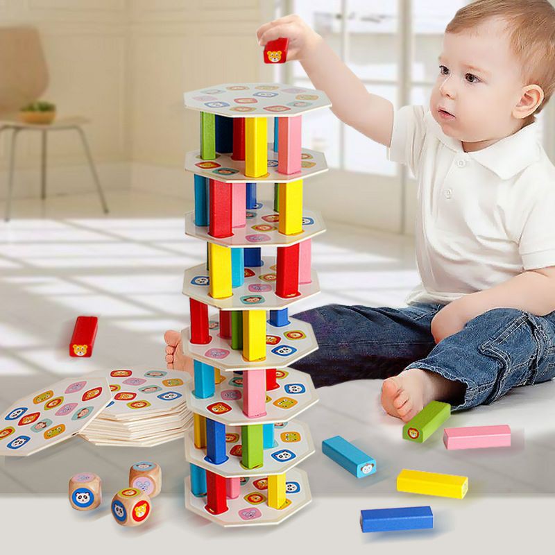 Educational Toys STACKING TOWER GAME/TOWER COLLAPSE STACKING KIDS BOARD ...