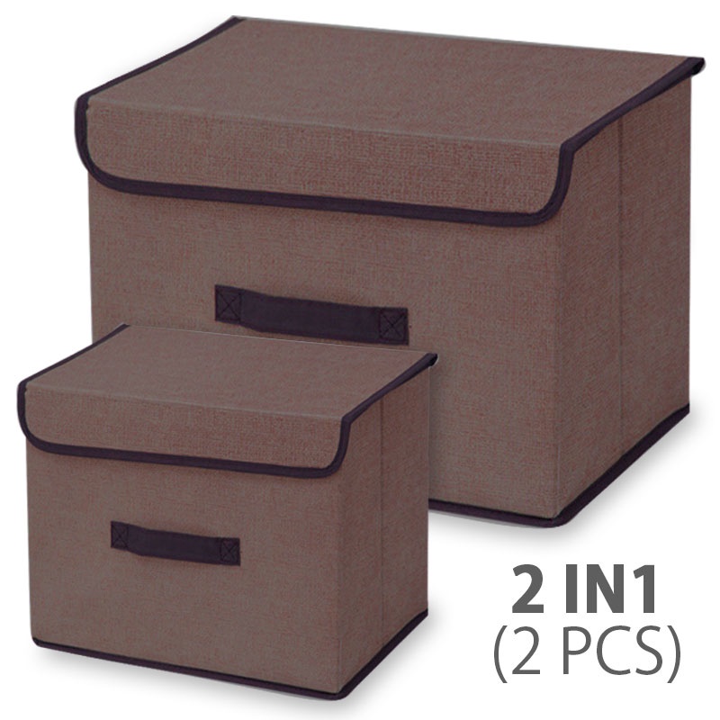 𝟮𝗣𝗖𝗦 》 Korean Foldable Wardrobe Linen Cloth Storage Box Clothes Basket ...