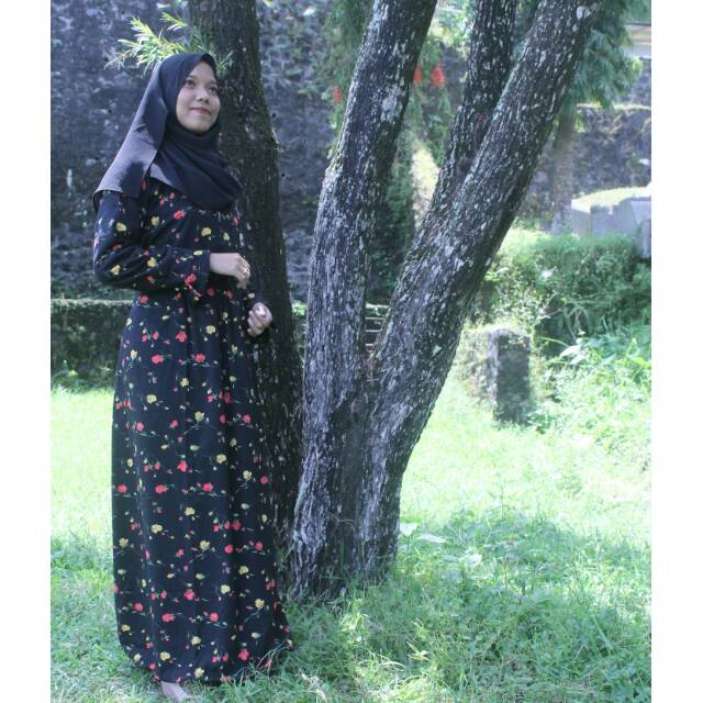 HITAM Gamis Dress Beautiful Elegant Monalisa Contemporary Black Syari ...