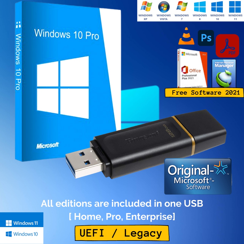 [16Gb original] windows 10 pro Bootable Master Pendrive USB w/ 𝐀𝐥𝐥 ...