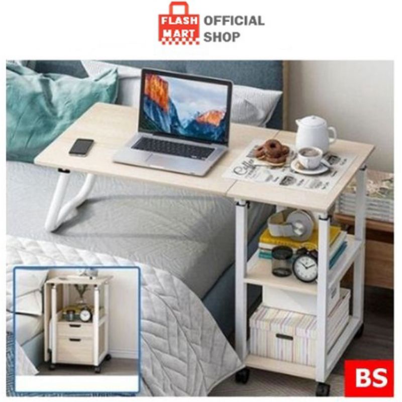 Writing Desk, Portable Desk Laptop Rack Desk with 2 Multipurpose Rack ...