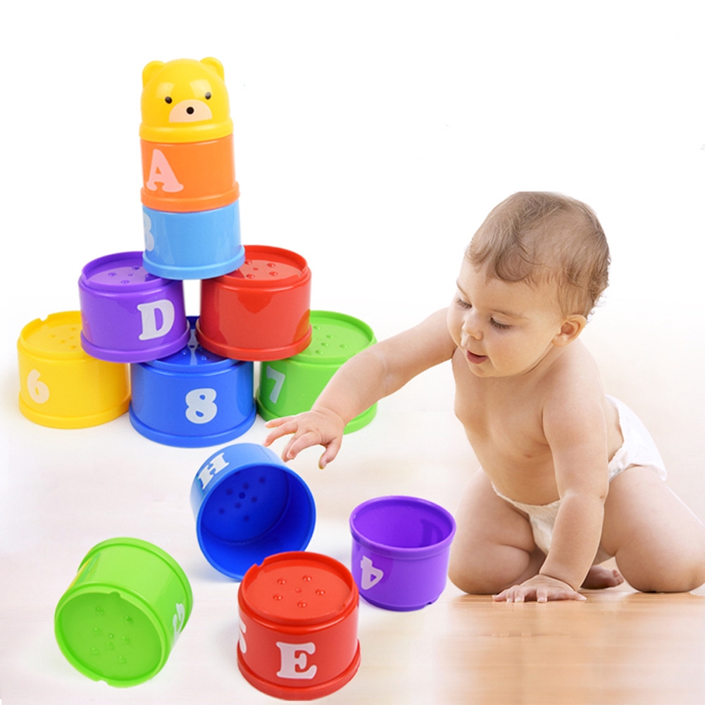 9 Pcs stacking Cups Towers With Numbers Alphabet Building Stacking ...