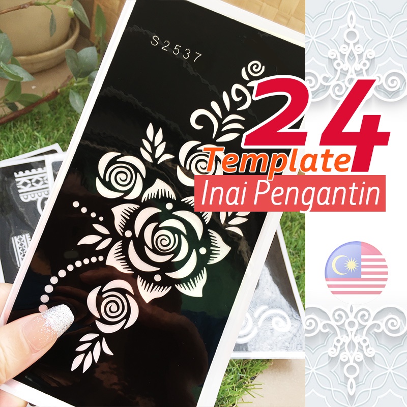 [Malaysia Stock] 24 Template Inai Pengantin Sticker Inai Henna Bride ...