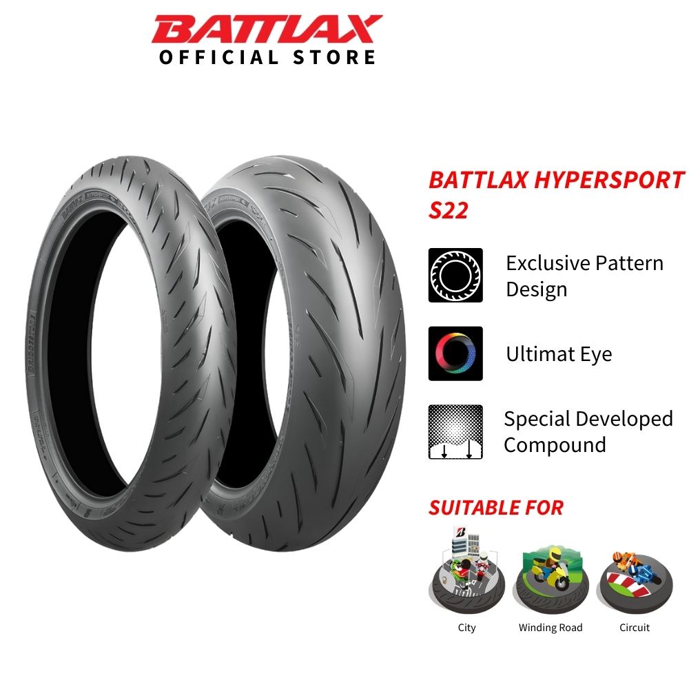 Bridgestone Battlax Hypersport S22 Motorcycle Tyre 120/70/17 180/55/17 ...