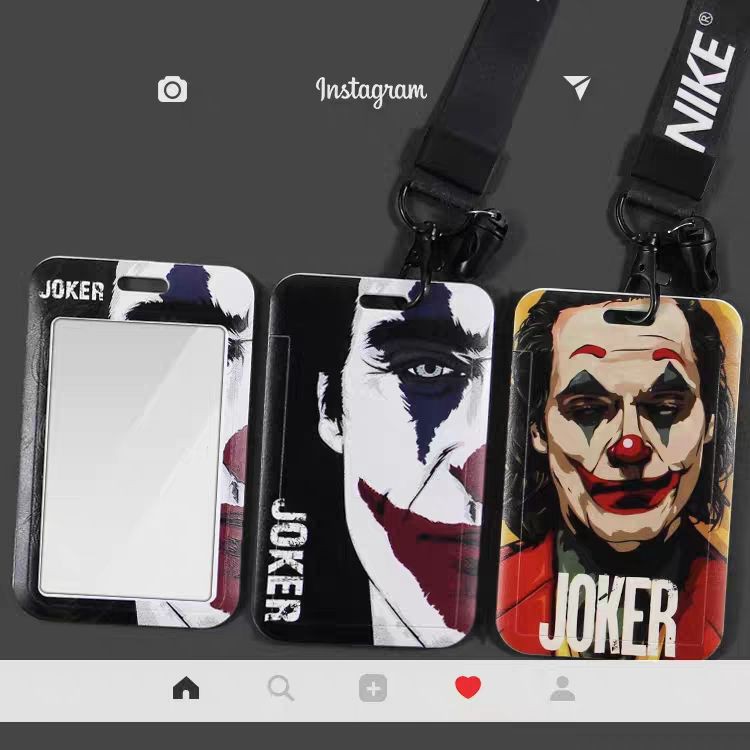 Trendy male personality clown work card holder pull-out bus campus ...