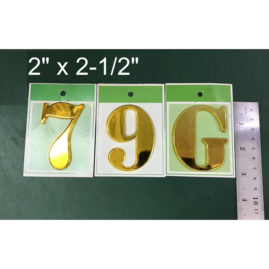 House Number Plate GOLD (0-9, A-Z) NUMBERS GOLD 2"X2-1/2" Plastic 金色门牌 ...