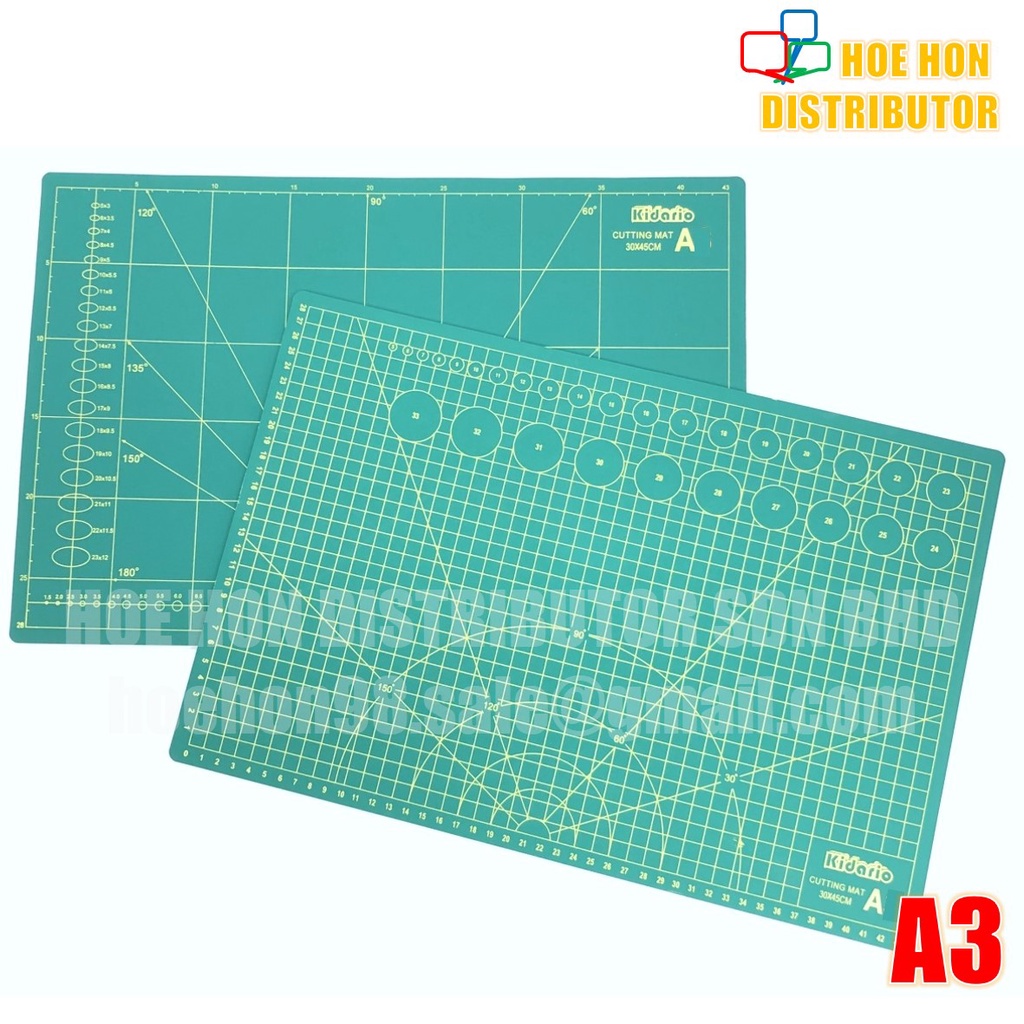 Kidario 2 Sided Grid Diameter Width Height 180 Degree Angle Measurement Cutting Mat A3 30cm x ...