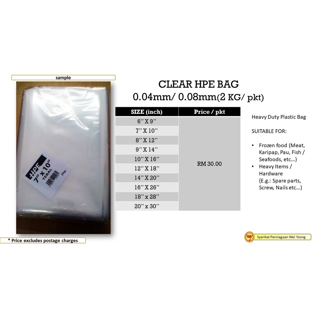 Clear PE Bag / Plastik Pembungkus Makanan Lutsinar ( THICKNESS 0.08MM ...
