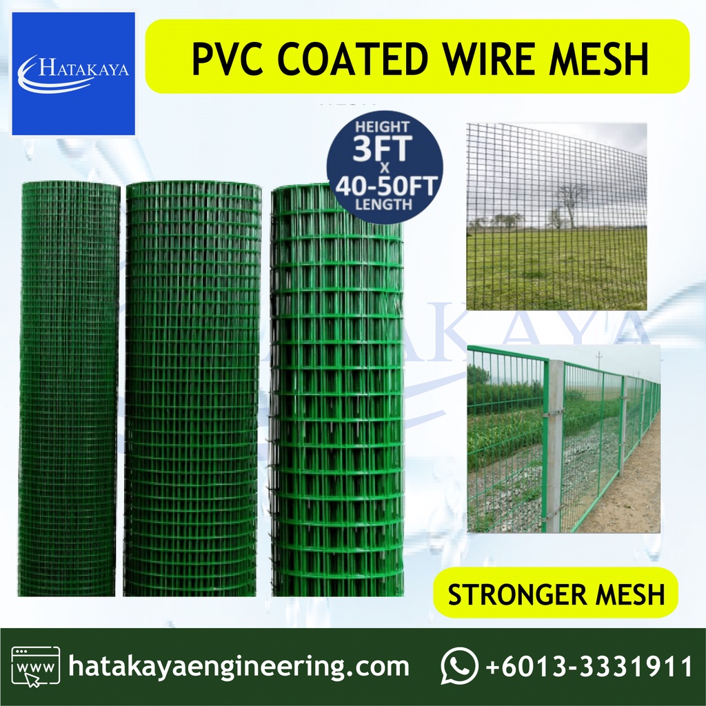 HTKY PVC Coated Green Wire Mesh Netting Dawai Hijau 3ft x 40ft-50ft ...