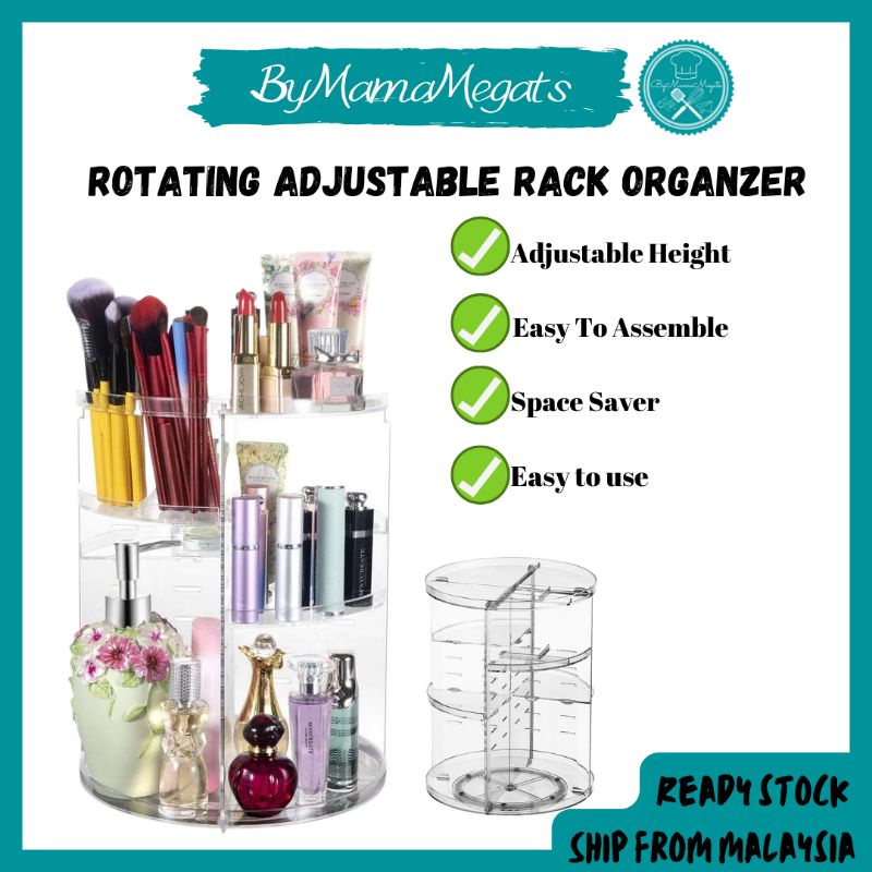 Cosmetic Rack 360 Degrees Acrylic Rotatable Storage Make Up Box Degree ...