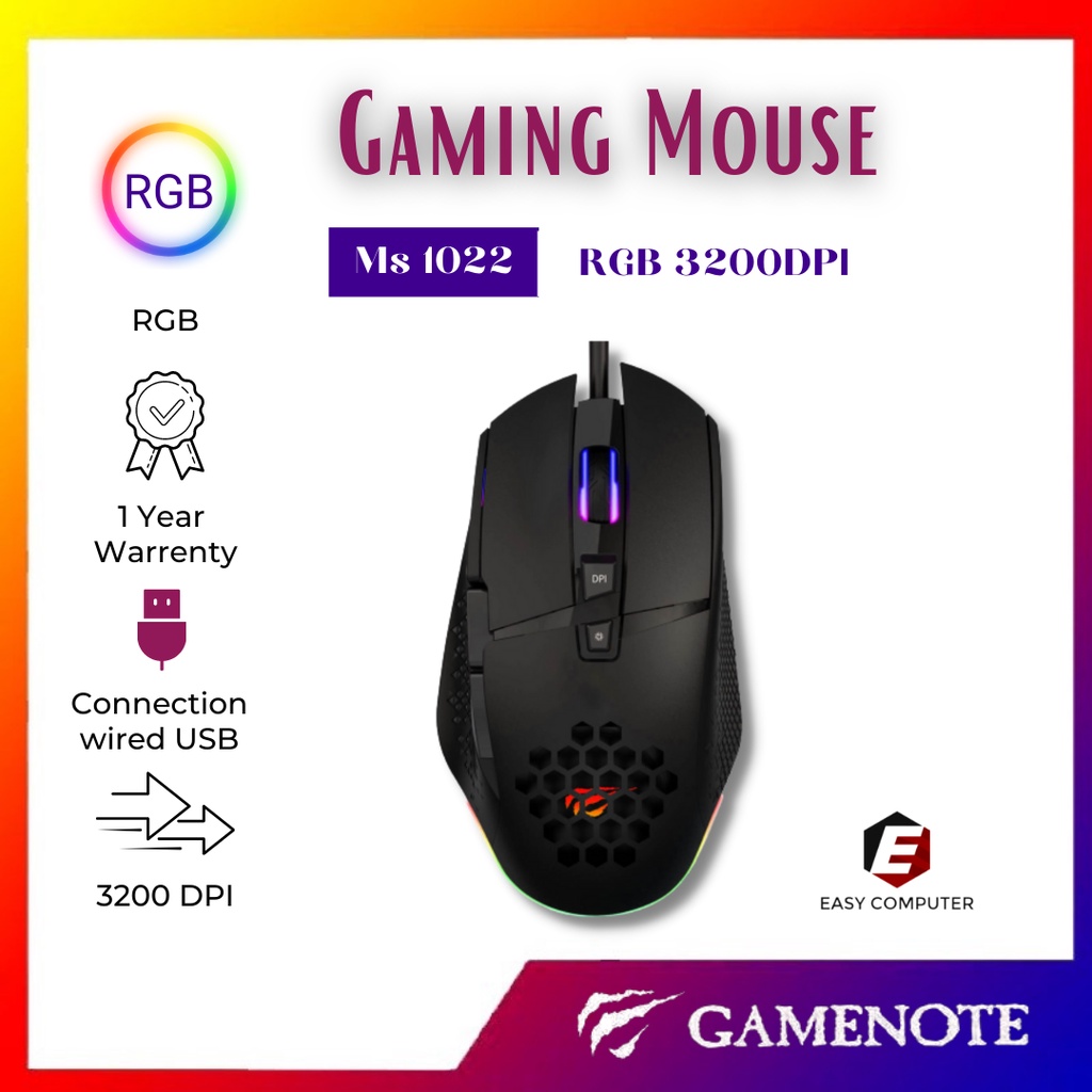 GAMENOTE MS1022 RGB Backlit Gaming Mouse, 3200DPI | Shopee Malaysia