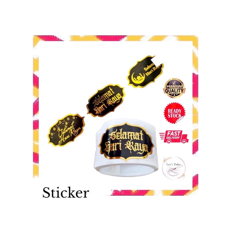 Hari Raya Sticker/ Sticker Raya/ Sticker Bekas Kuih 100pcs | Shopee ...
