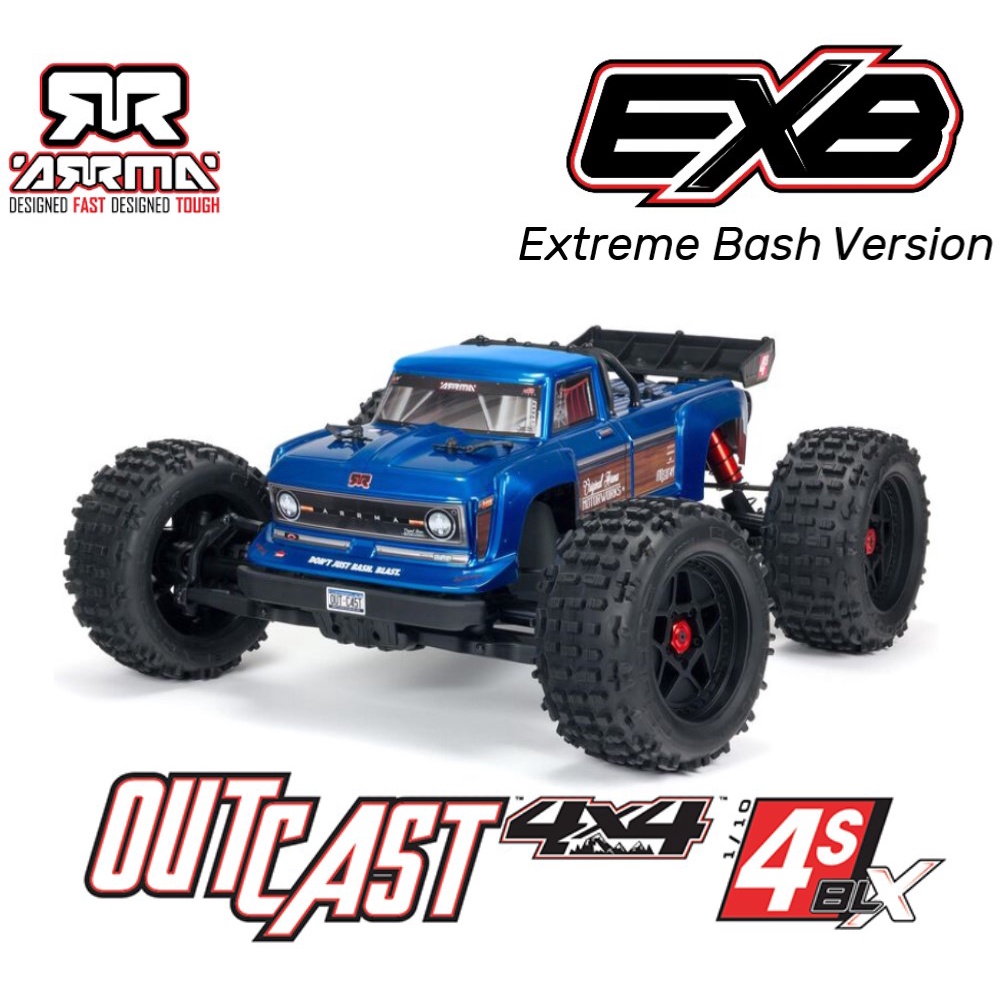 Arrma OUTCAST 4S 1/10 EXB V2 BLX STUNT TRUCK RTR Extreme Bash Version ...