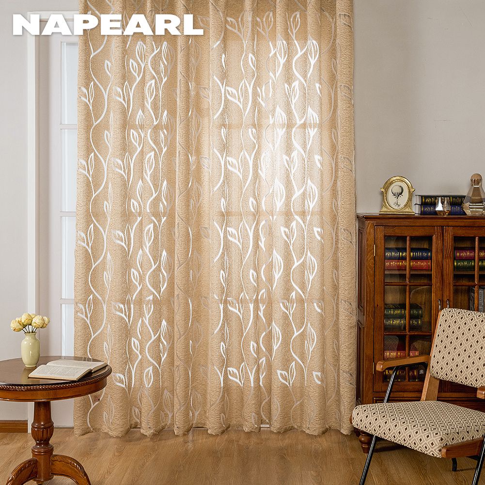 Napearl 1 PC Tulle【Hook Type】Jacquard Fabrics Bedroom Living room ...