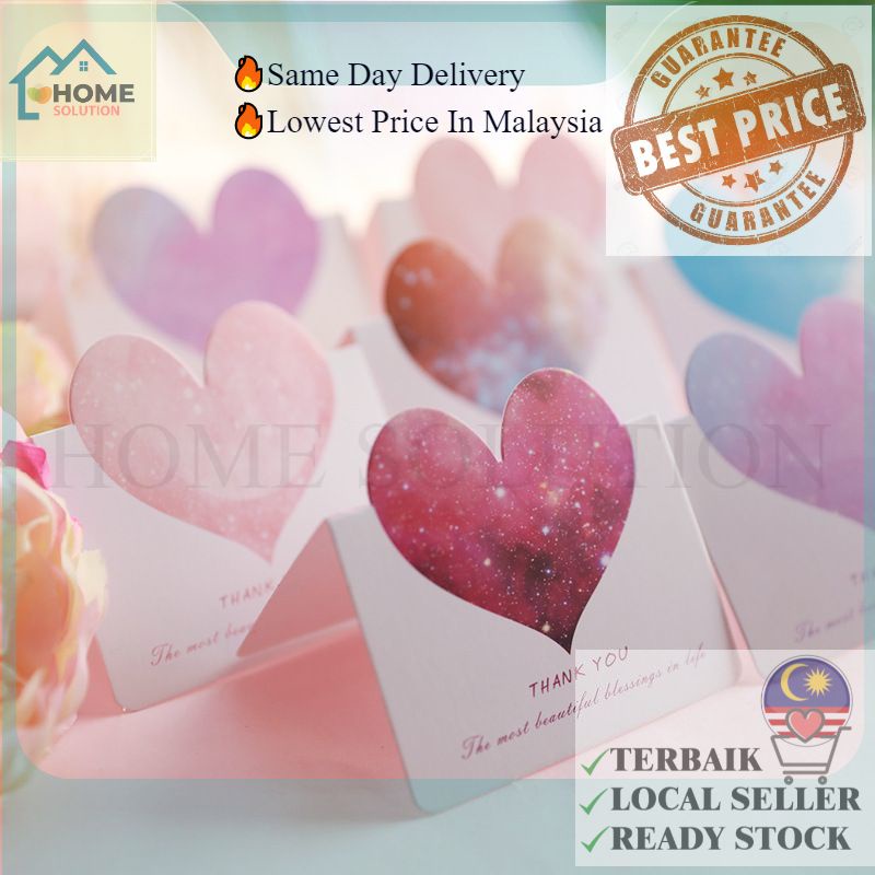 [HOT SALE-1 PCS] Heart Shape Thank You Card Birthday Party Gift Wedding ...