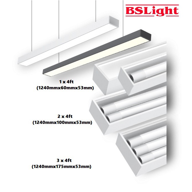 BS Light T8 Linear Fitting Office Hanging Light BLACK & WHITE COLOUR ...